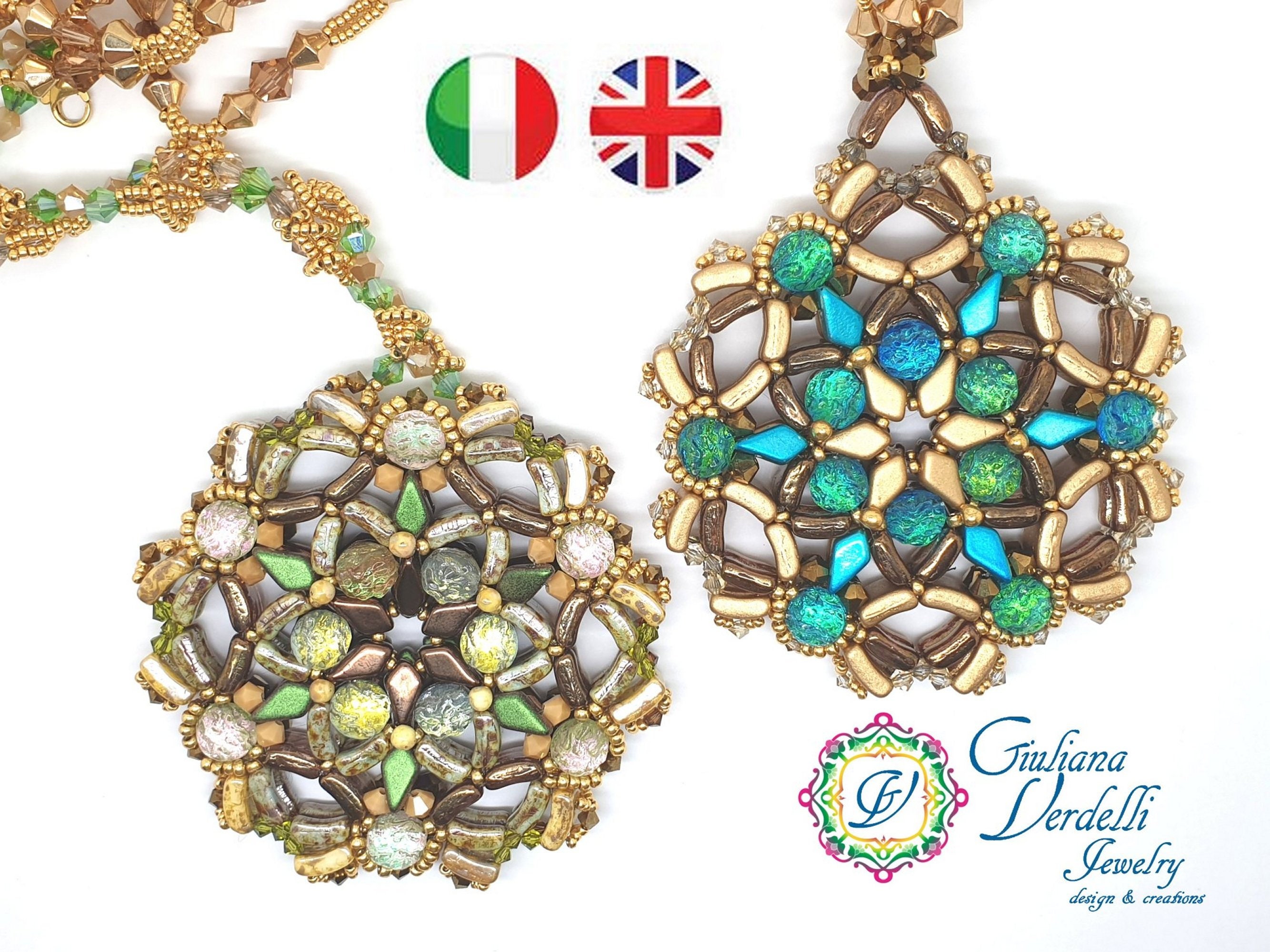 TUTORIAL for Double Sided Andromeda Pendant With Fixer Beads, Kite Beads, Drops, Cabochon ...