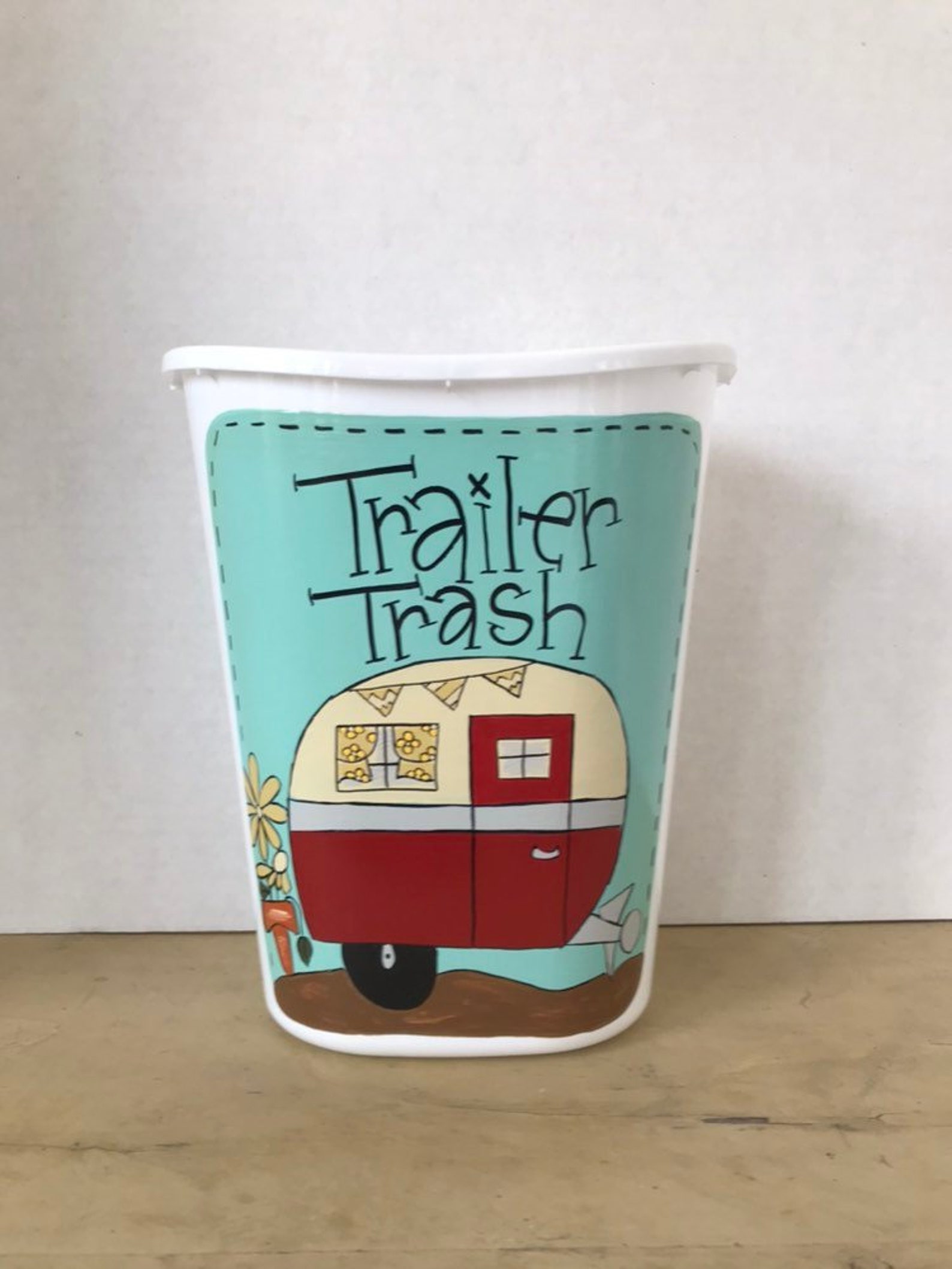 Trailer Trash Can Small Trailer Trash Can Camper Decor | Etsy
