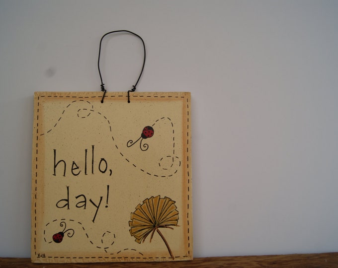 Spring Decor Wooden Sign, Hand Painted Wood Sign, Hello Day Sign ...