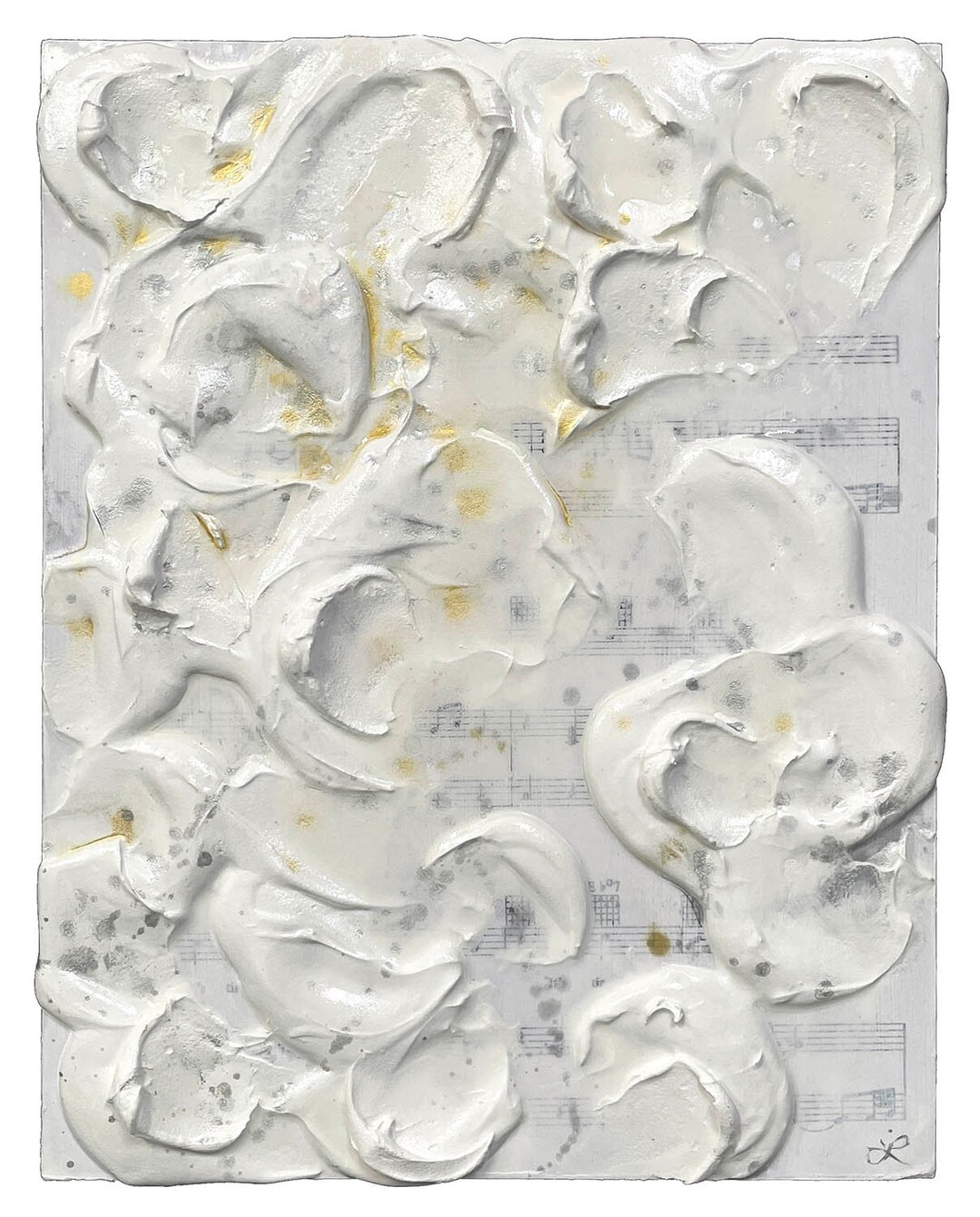 Abstract Heavy Texture Sheet Music Plaster Painting in Black and White ...