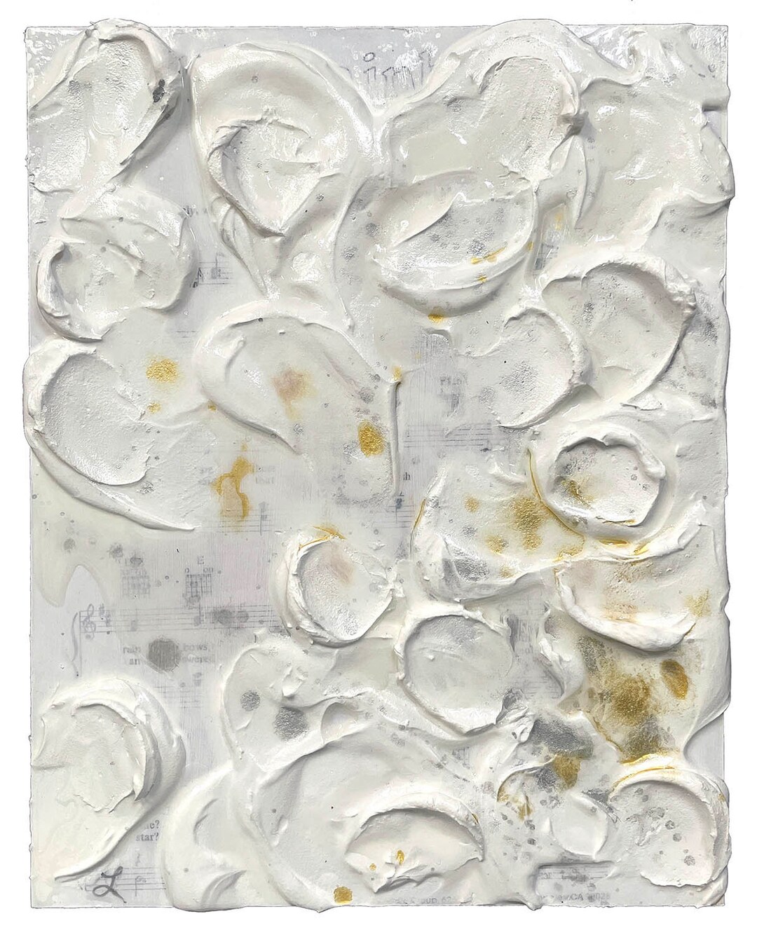 Abstract Heavy Texture Sheet Music Plaster Painting in Black and White ...