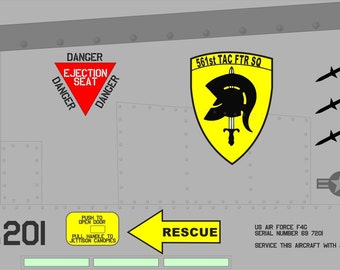 F-4 Phantom II front Loaded F4 Decal, F-4 Sticker, Wild Weasel, Phantom ...