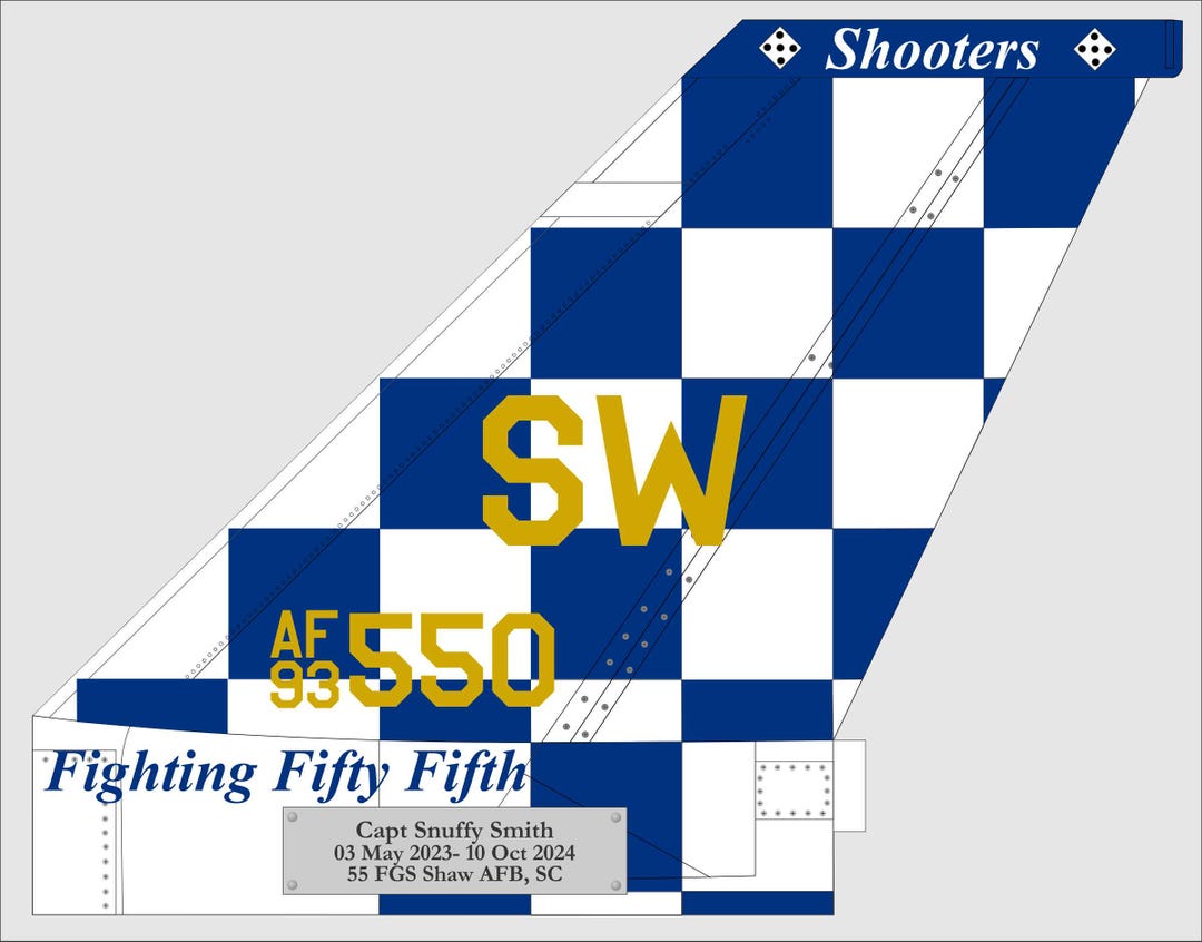 F-16 Shaw AFB 55FS 55th Fighter Squardron Tail Flash Panel - Etsy