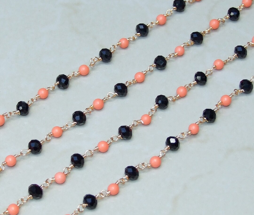Halloween Black Orange Glass Rosary Chain Bulk Chain, Glass Beads ...