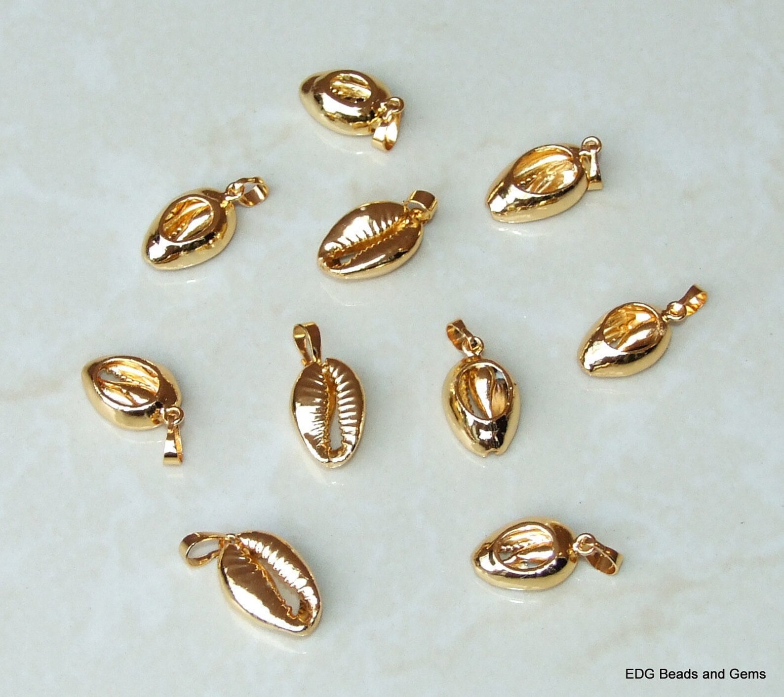 Gold Plated Cowrie Shell Pendant, Shell Charm, Cowrie Shell Necklace ...