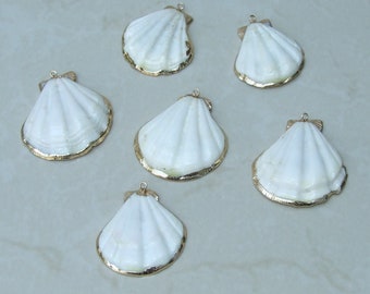 Large Seashell 24K Gold Plated Natural Sea Shell Pendants Scallop Shell ...
