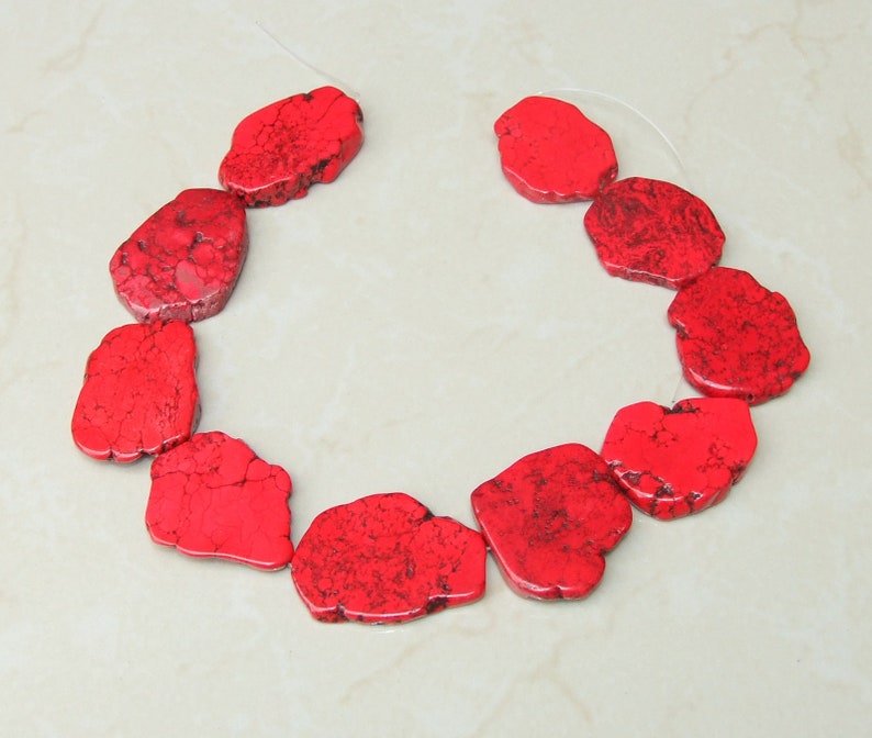 Red Magnesite Beads Magnesite Nuggets Beads Slabs Howlite | Etsy