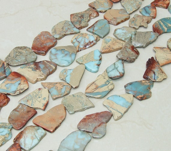 African Opal, Aqua Terra Jasper, Imperial Jasper, Shoushan Jasper, Slice, Slab, Pendant, Full ...