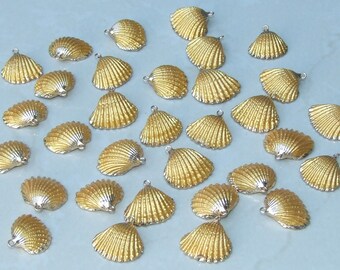 Hand Painted Scallop Shell Pendant, Gold Edge Loop, Natural Seashell ...