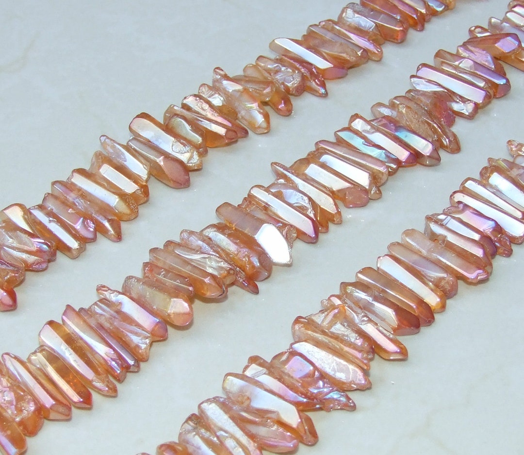 Polished Orange Peach Titanium Quartz Cluster Point, Titanium Quartz ...