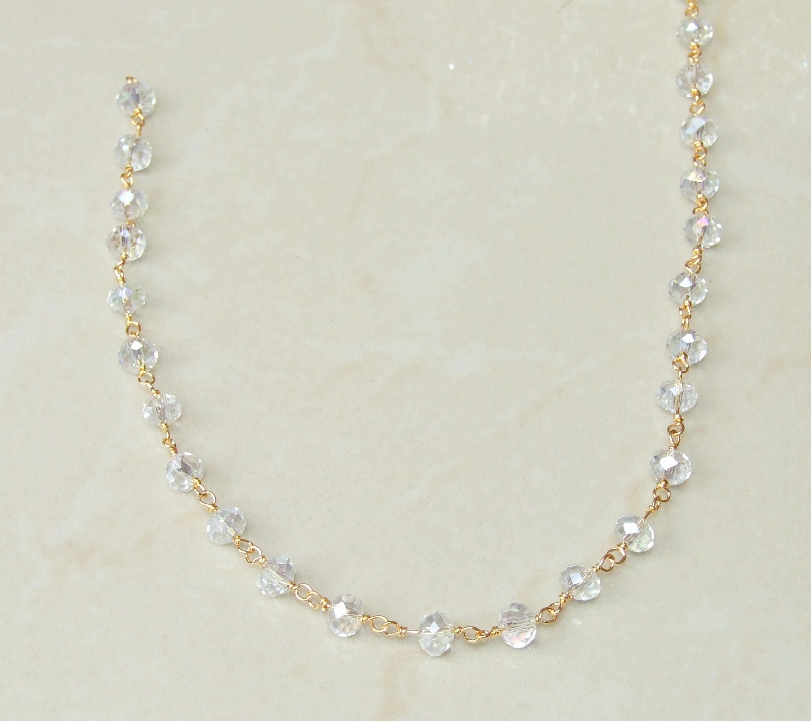 Clear AB Glass Rosary Chain, Bulk Chain, Rondelle Glass Beads, Beaded ...