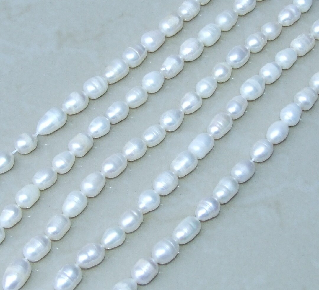 Natural Cultured Freshwater Pearl Beads, Rice Shape, 8mm X 11mm, Half ...