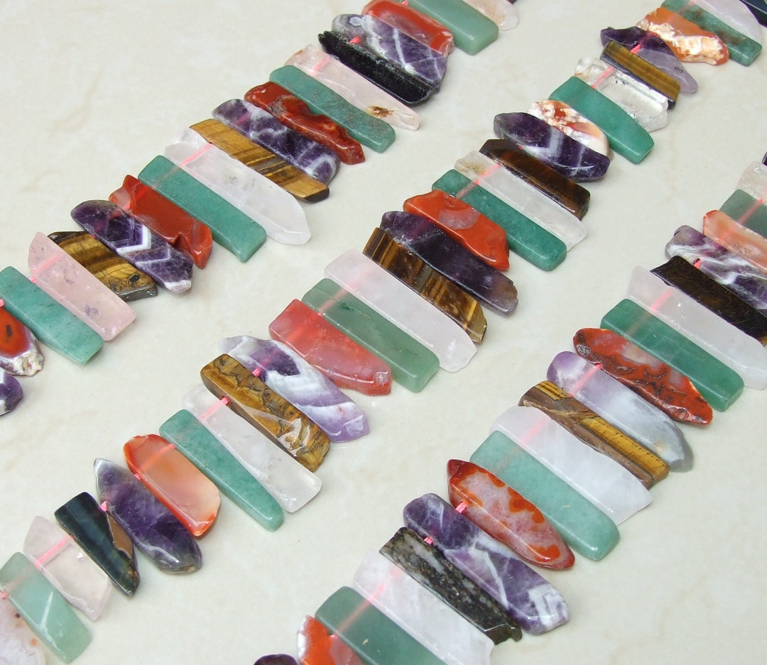 Mixed Gemstone Slice Strand, Polished, Gemstone Pendants, Natural ...