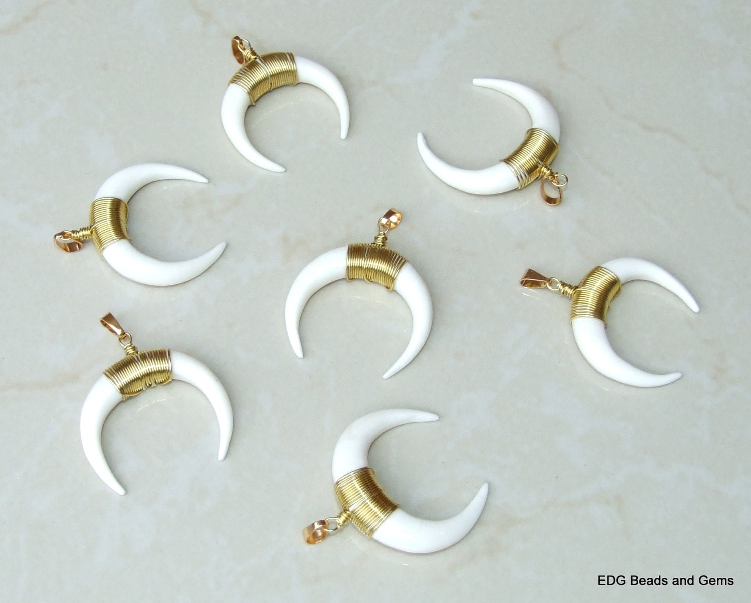 Natural Ox Bone Horn Pendant. Wire Wrapped White Bone Horn - Etsy