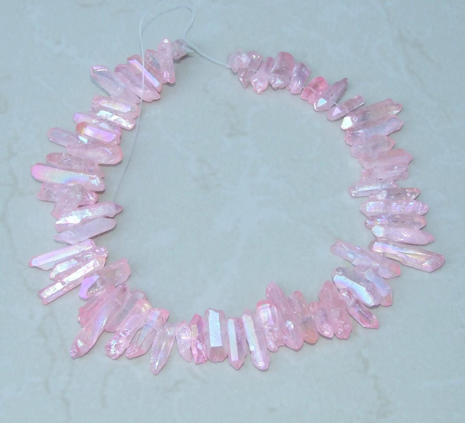 Lite Pink Titanium AB Quartz Cluster Point, Angel Aura Quartz Points ...