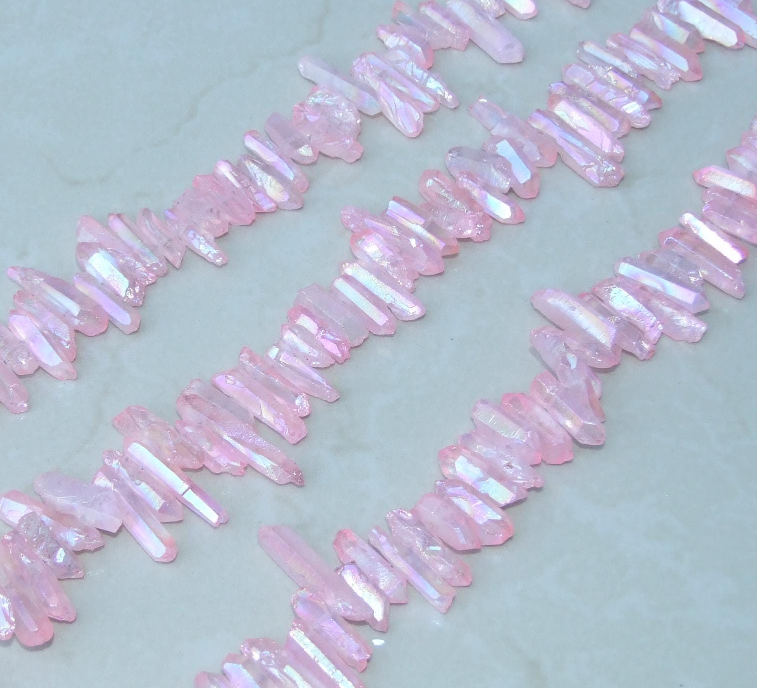 Lite Pink Titanium AB Quartz Cluster Point, Angel Aura Quartz Points ...