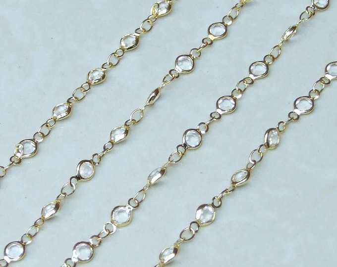Clear Glass Rosary Chain, Bulk Chain, Faceted Glass Beads, Beaded Chain ...