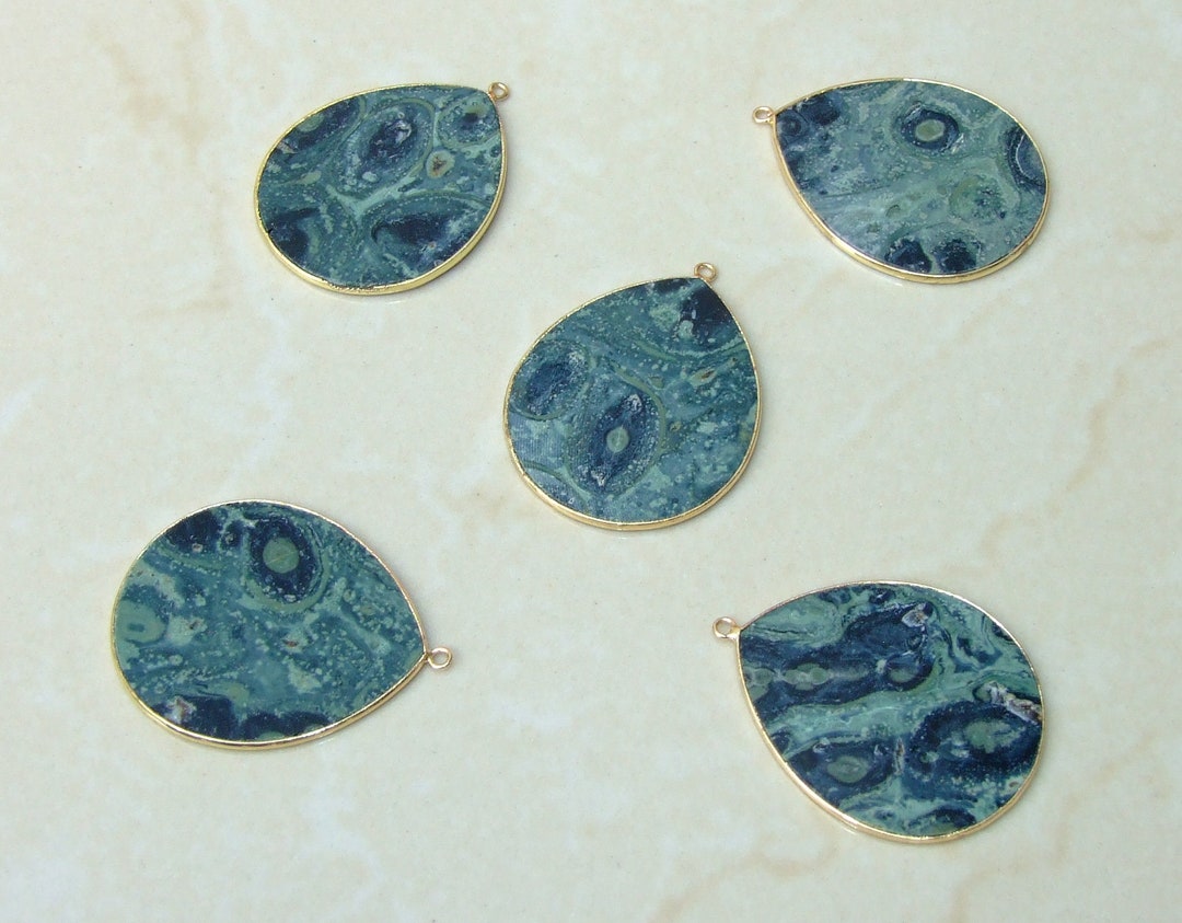 Kambaba Jasper Fossilized Algae Pendant, Gemstone Pendant, Slice, Thin ...
