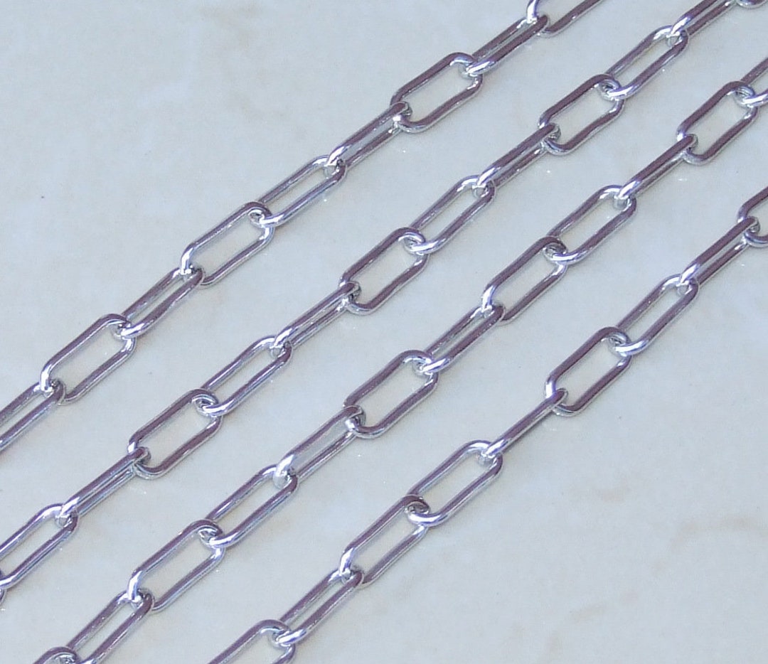 Silver Paper Clip Chain, Oval C Link Cable Chain, Jewelry Chain ...