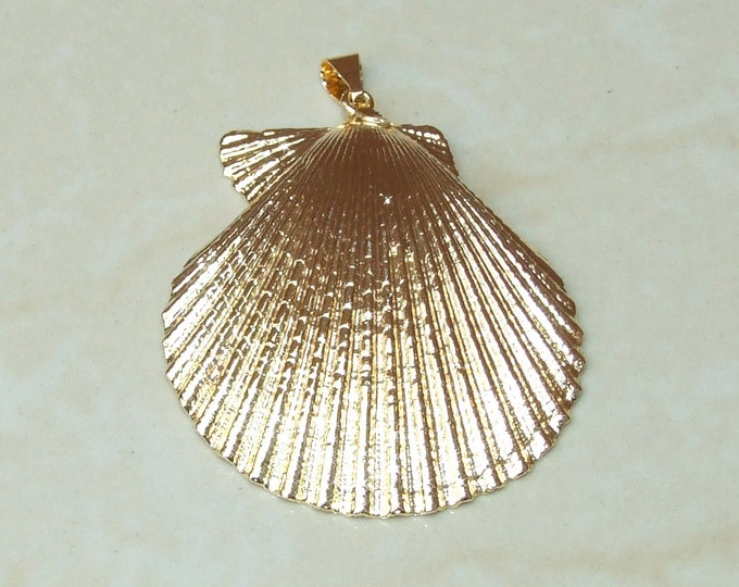 Large Seashell 24K Gold Plated Natural Sea Shell Pendants Scallop Shell ...