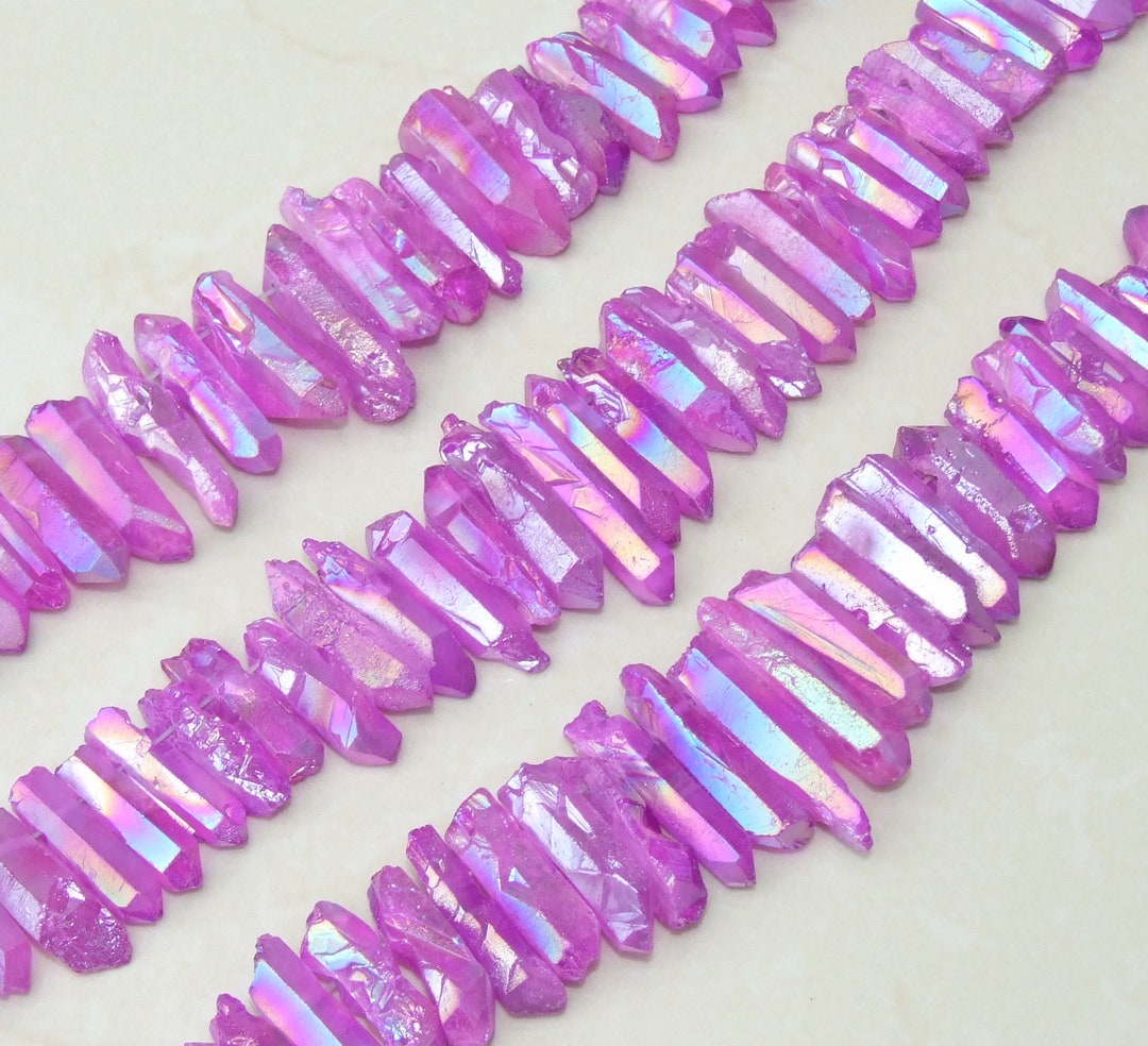 Purple Titanium Angel Aura Quartz Points, Quartz Points Strand, Raw ...