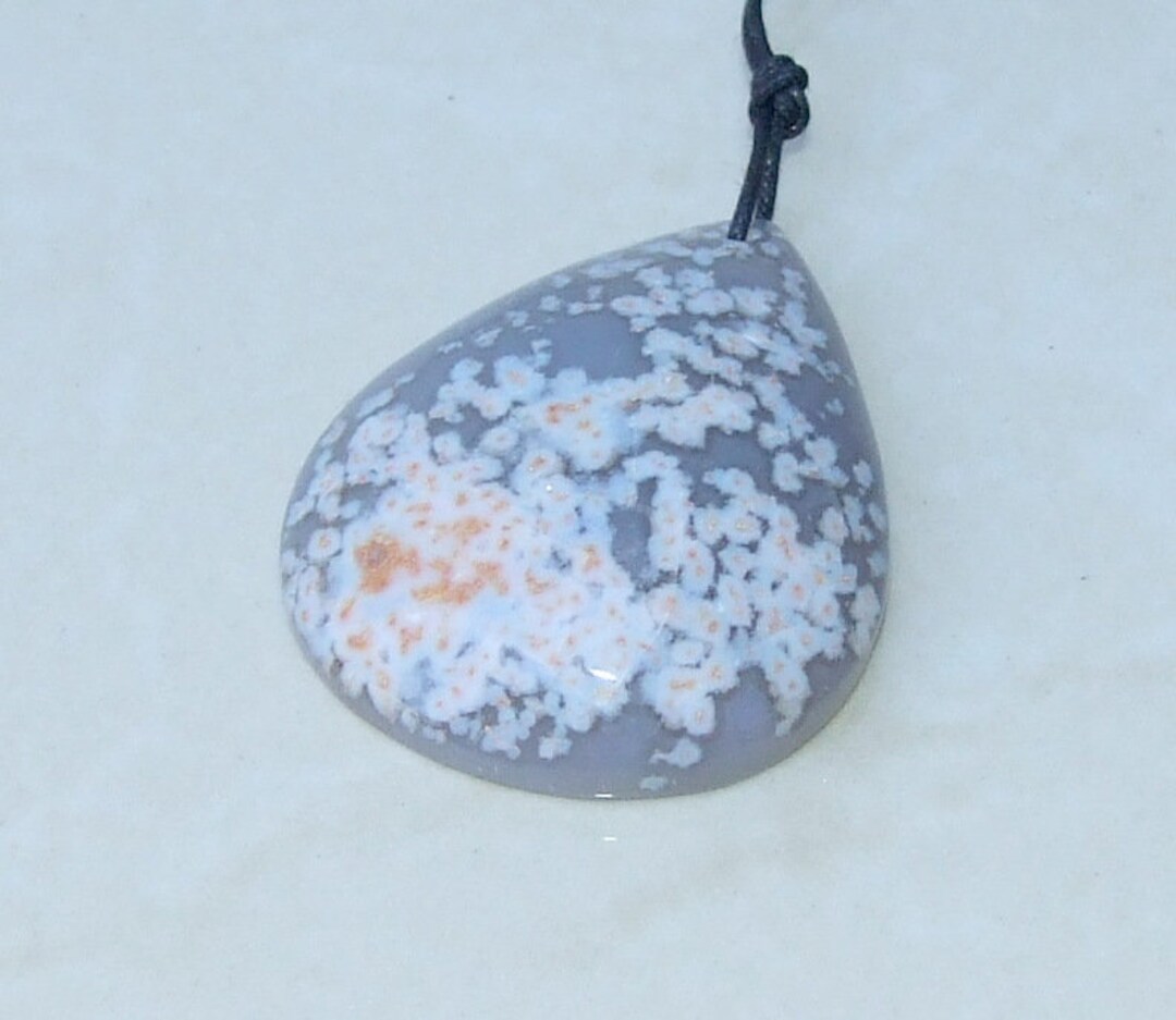 Blossom Agate Pendant, Natural Stone Pendant, Druzy Pendant, Polished ...