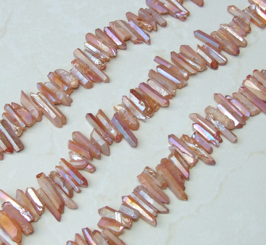 Peach Orange AB Titanium Quartz Cluster Point, Titanium Ceystal Points ...
