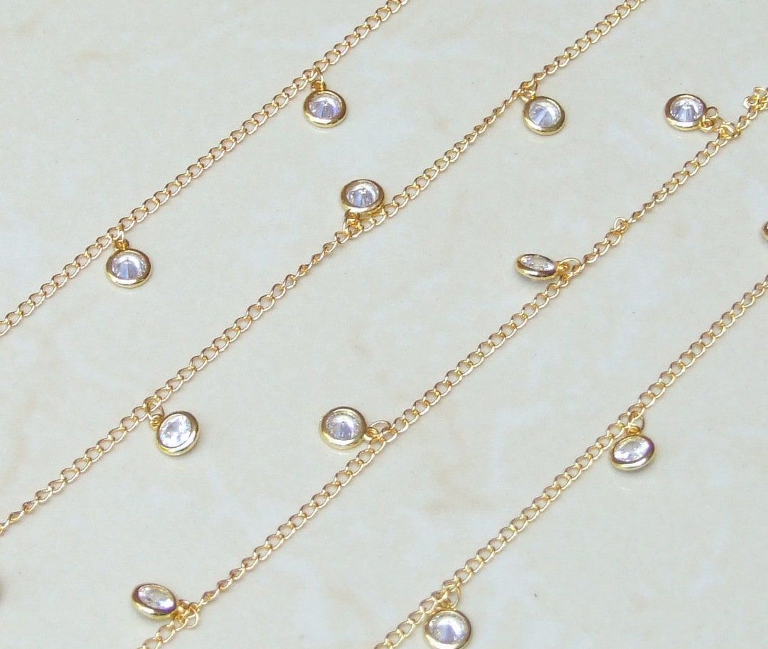 CZ Crystal Rosary Drop Chain by the Foot, Rosary Chain With Beads ...