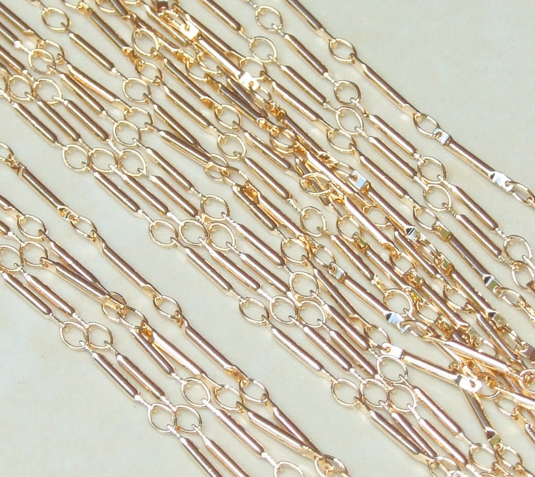 Bar Link Jewelry Chain, Meter, 18K Gold Plated, Link Chain, Necklace ...