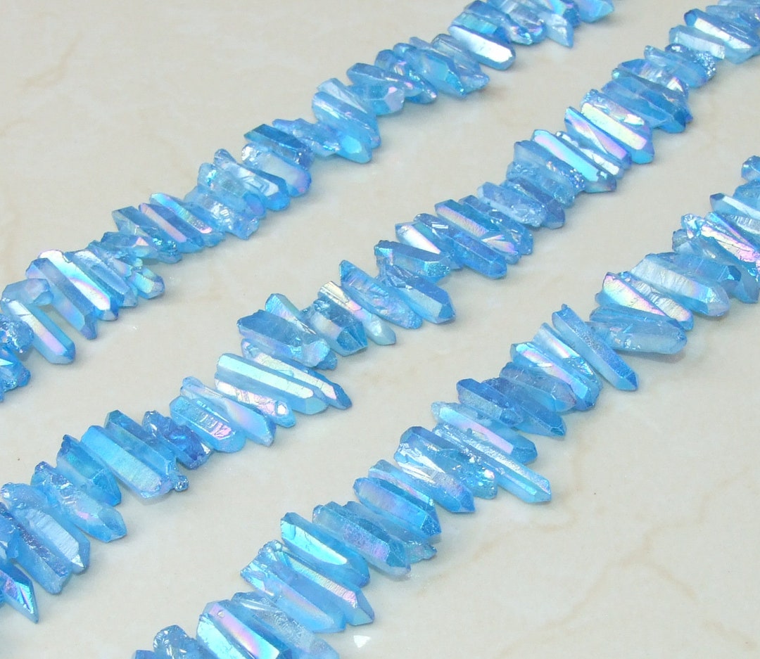 Blue Angel Aura Titanium Quartz Point, Titanium Quartz Points Strand ...