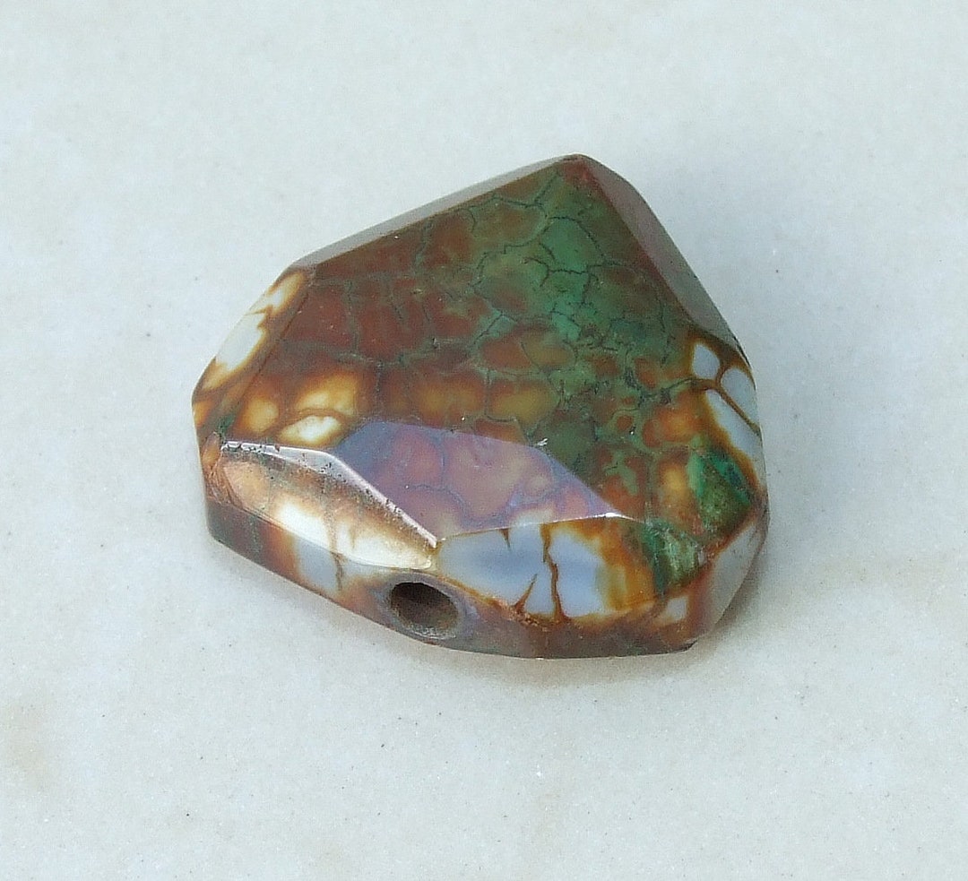 Green Fire Agate Natural Stone Faceted Stones Gemstone - Etsy