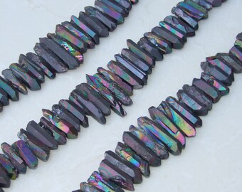 Full Strand Raw Sky Blue Titanium Aura Quartz Point Blue - Etsy