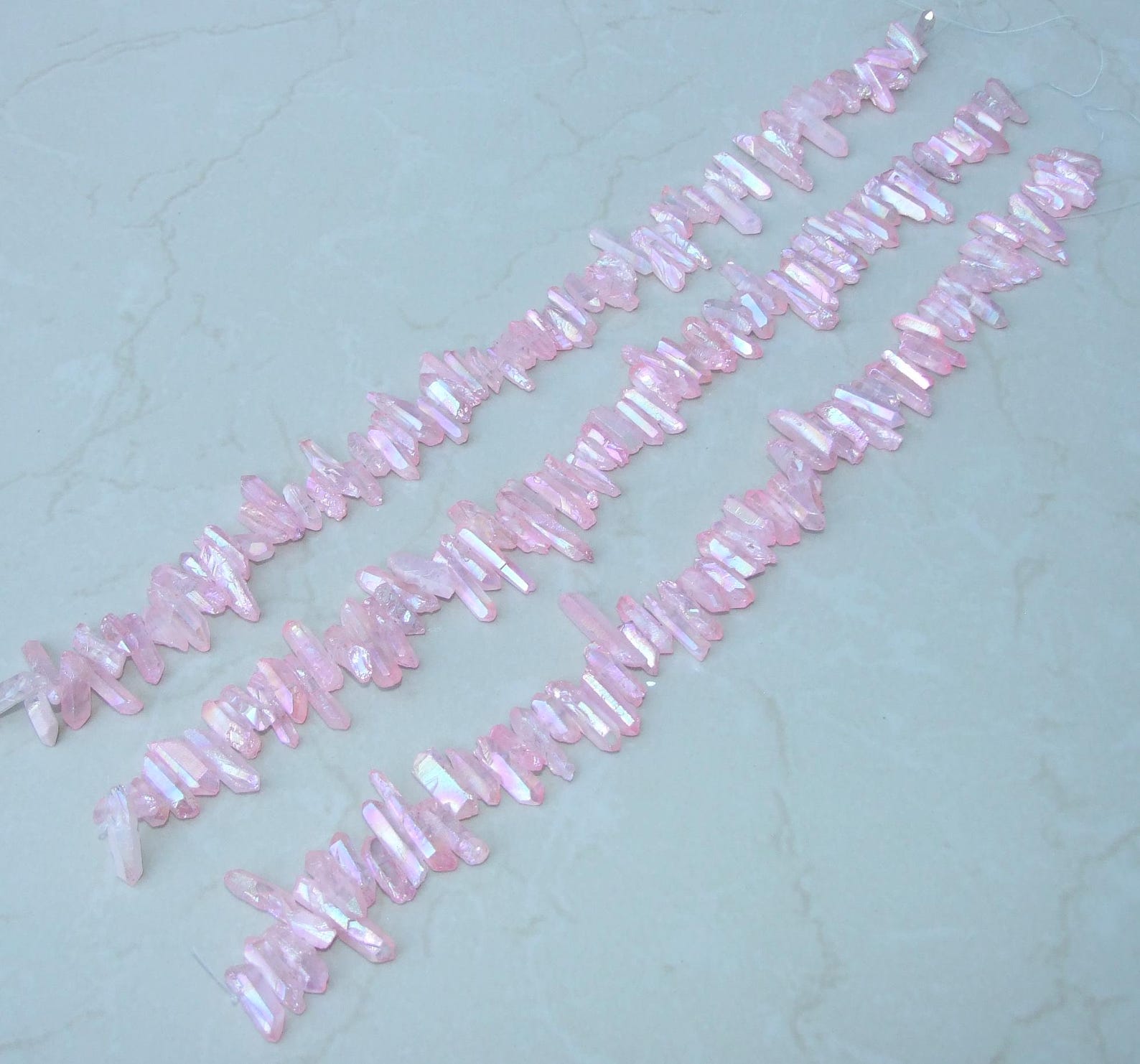 Lite Pink Titanium AB Quartz Cluster Point, Angel Aura Quartz Points ...