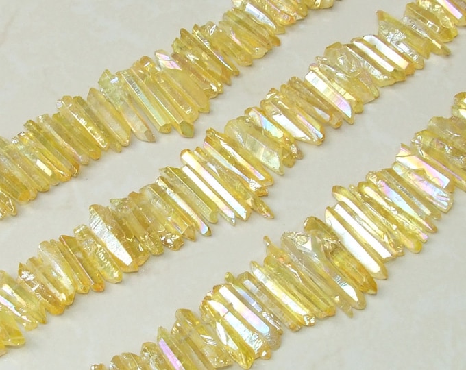 Yellow Titanium Quartz Cluster Point, Titanium Quartz Points Strand ...