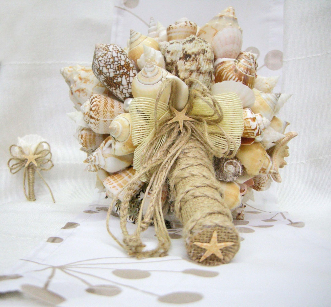 Sea Shell Bouquet, Bridal Bouquet Sea, Bridesmaid Bouquet, Beach ...