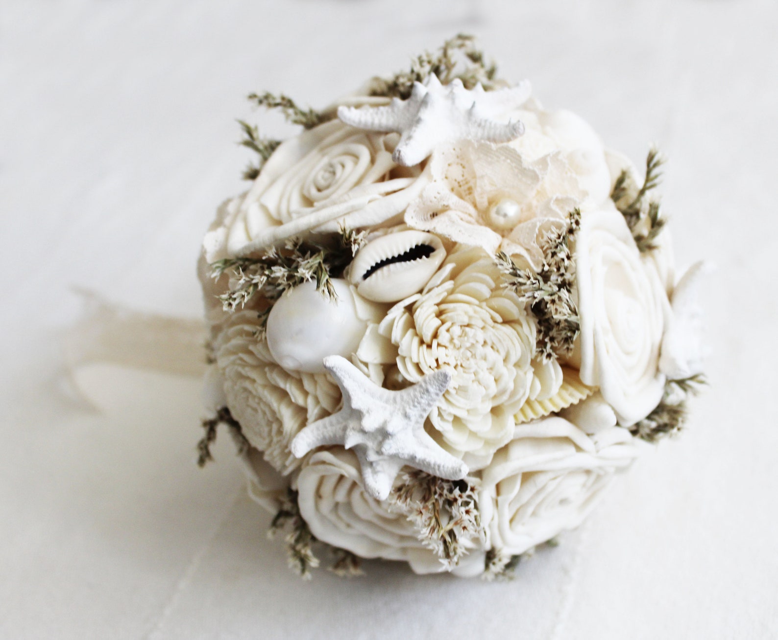 Sea Shell Bouquet, Sola Flowers, Bridal Bouquet Sea, Bridesmaid Bouquet ...
