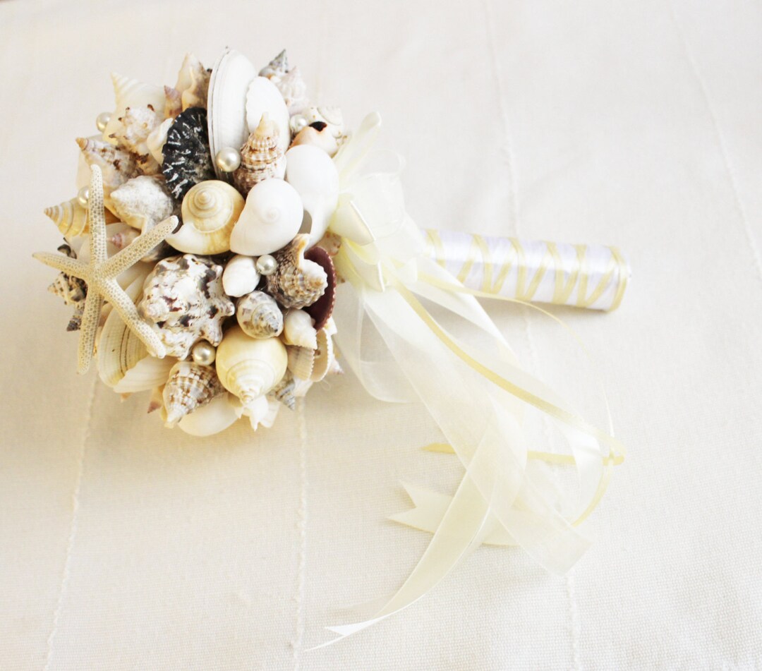 Sea Shell Bouquet, Bridal Bouquet Sea, Bridesmaid Bouquet, Beach ...
