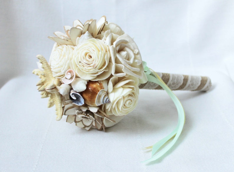 Sea Shell Bouquet, Sola Flowers, Bridal Bouquet Sea, Bridesmaid Bouquet ...