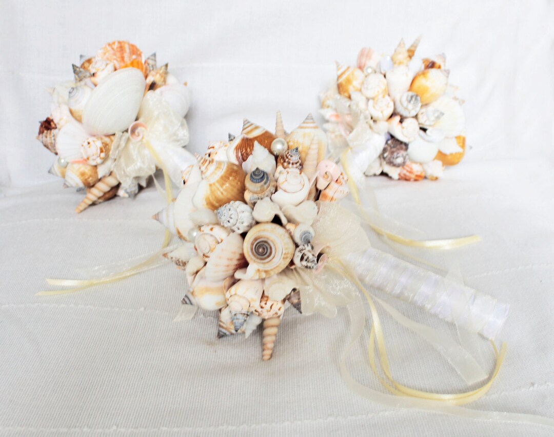 Sea Shell Bouquet, Bridal Bouquet Sea, Bridesmaid Bouquet, Beach ...