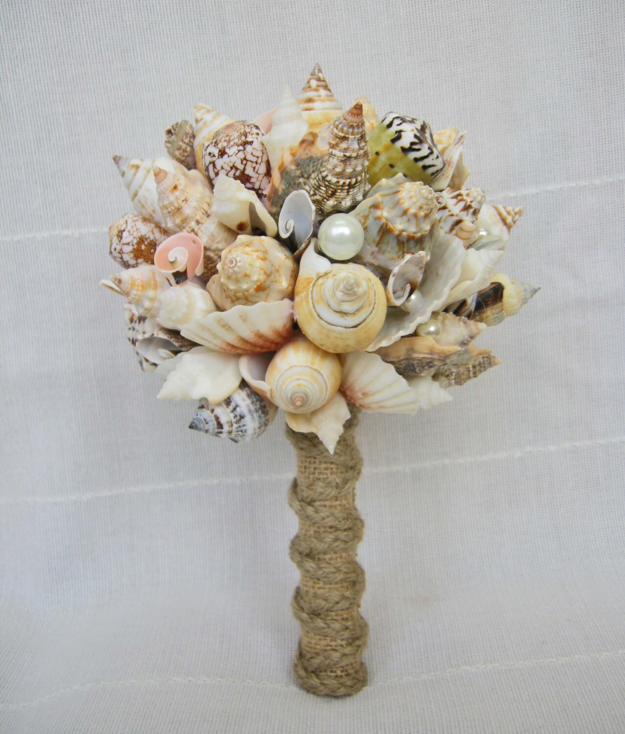 Sea shell small bouquet Wedding Burlap Ring Pillow Bridal | Etsy