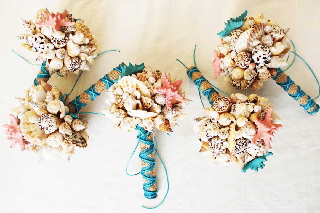 Sea Shell Bouquet, Bridal Bouquet Sea, Bridesmaid Bouquet, Beach ...