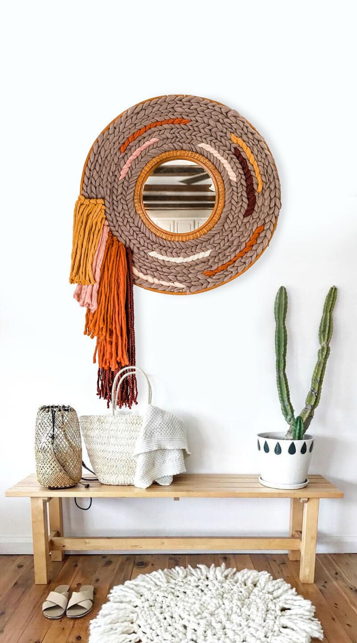 Hand Woven Rattan Mirror Custom Listing Boho Wall Hanging - Etsy