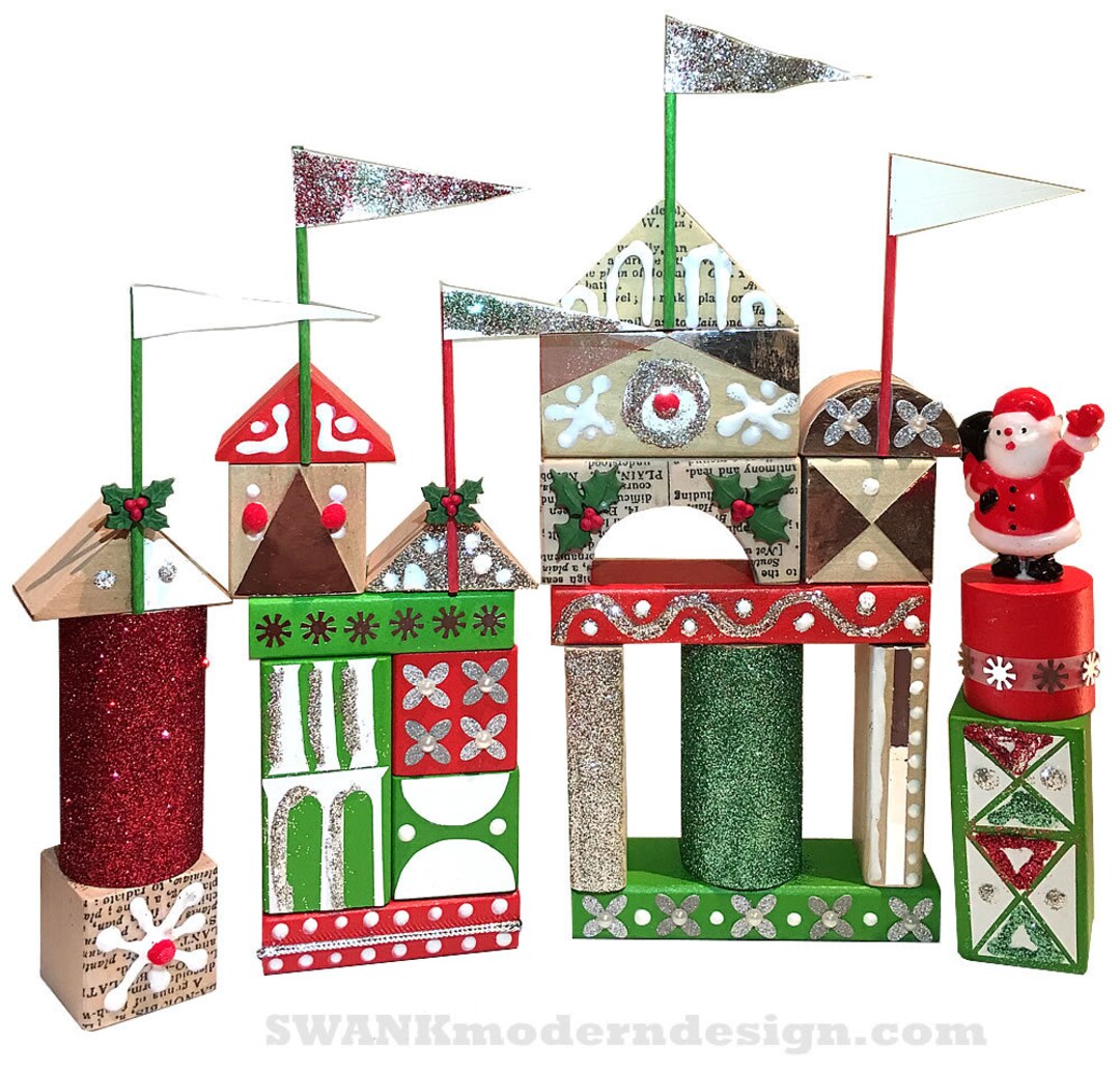 Christmas Village Building Blocks Handmade Putz OOAK - Etsy