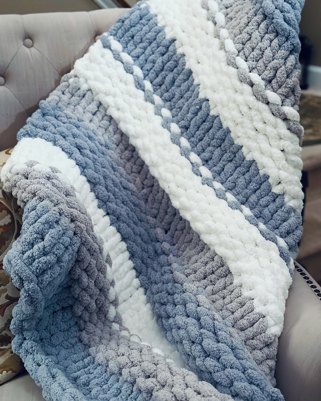 Chunky Knit Baby Boy Blanket - Etsy