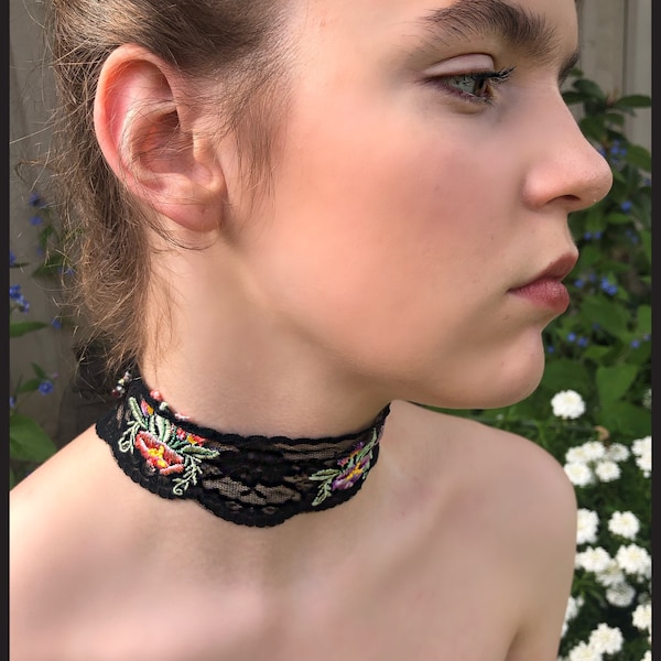 Embroidered Choker - Etsy