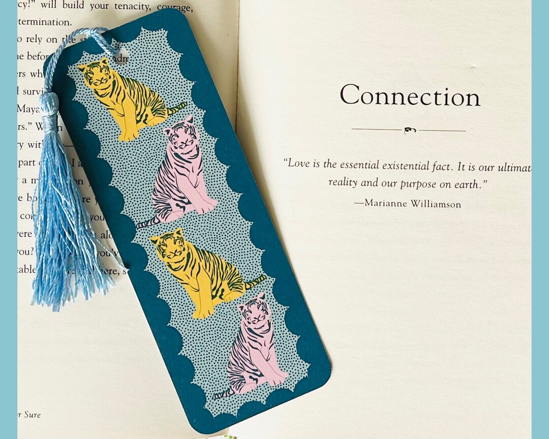 Book Worm Gift / Tiger Bookmark / Bookmark With Tassel / Handmade ...