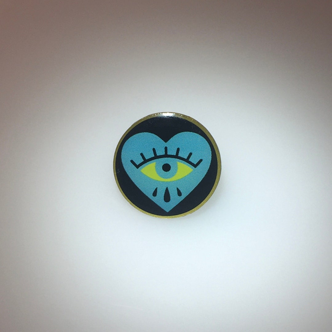 Teal Crying Heart Eye Pin - Etsy