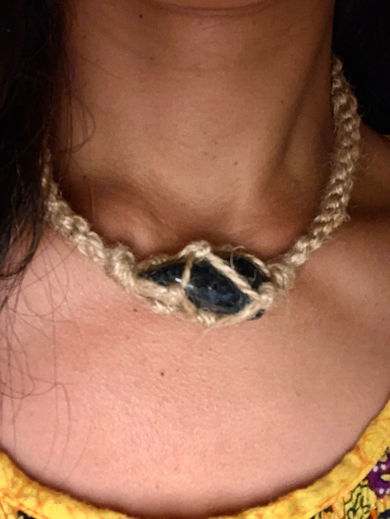 Hemp Necklace, Healing Stone Necklace, Hemp Jewelry, Boho Hippie Style ...