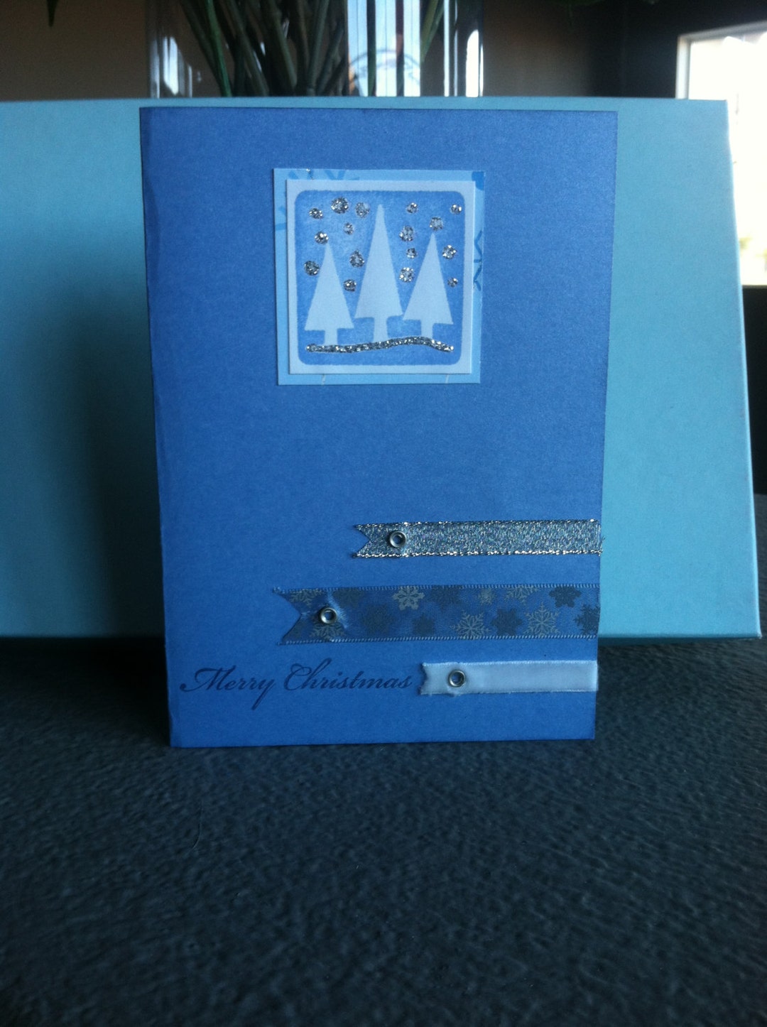 Blue Snowflake Merry Christmas Card - Etsy