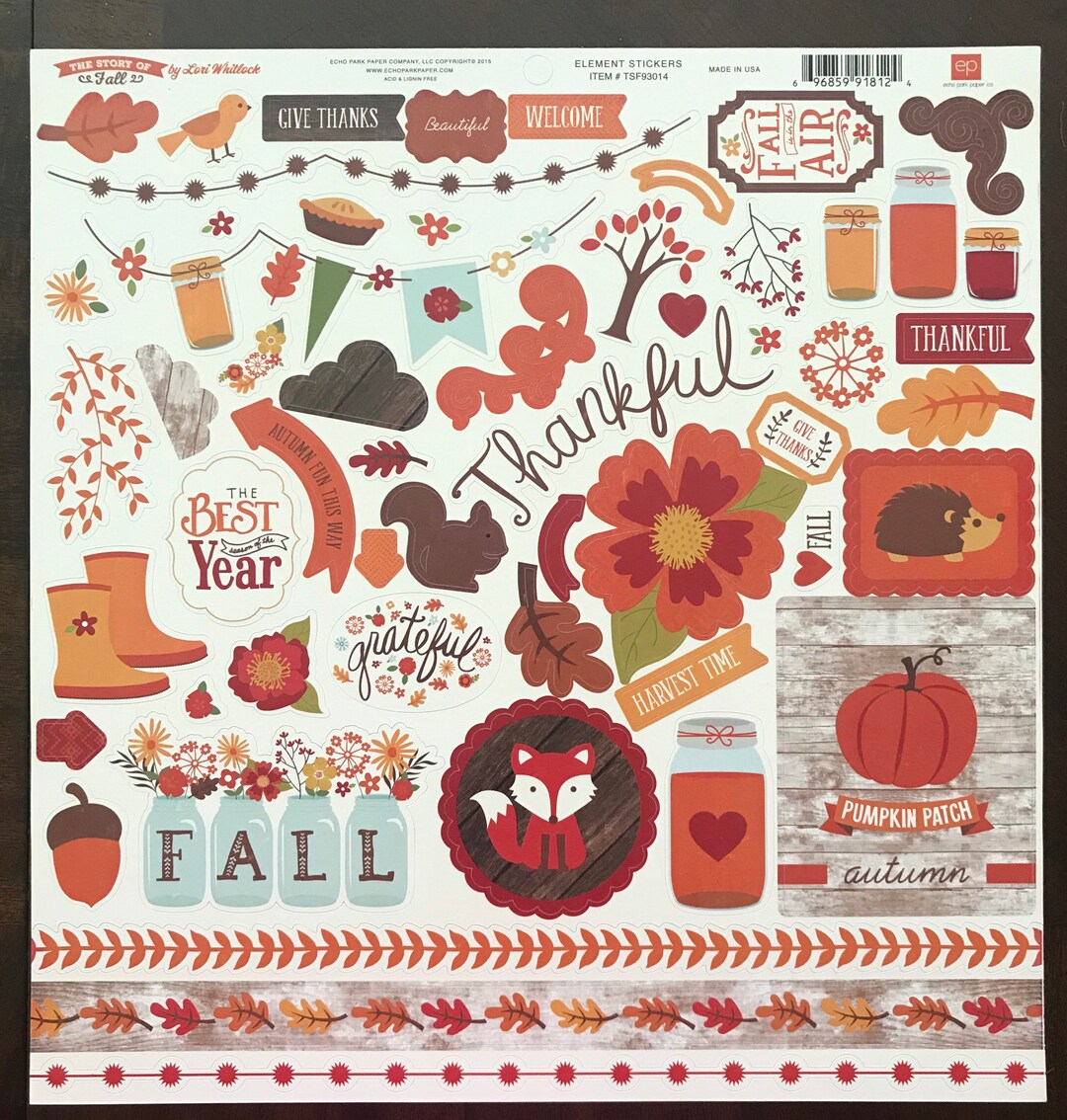 12x12 the Story of Fall Sticker Sheet - Etsy